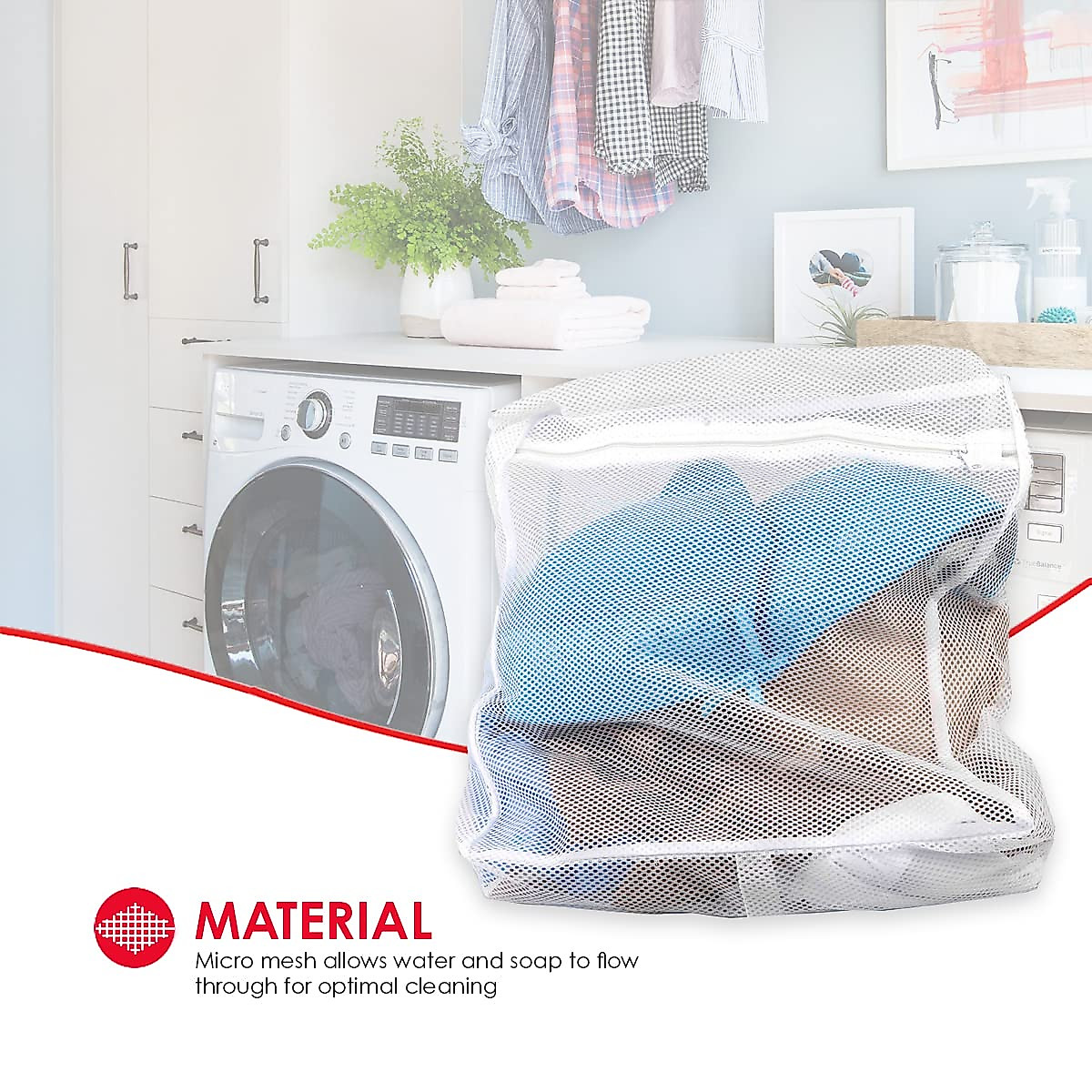 Laundry Bag For Washing Machine, (White), By Home Basics | Lingerie Mesh Laundry Bag With Zipper | Washer Bags For Laundry and Travel