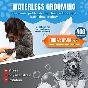 PET N PET 100% Plant Based Dog Wipes for Paws and Butt, 400 Counts Dog Pet Wipes, 8" x 8" Hypoallergenic Unscented Dog Wipes, Cleaning Deodorizing Cat Wipes, Puppy Wipes, Dog Paw Wipes, Dog Face Wipes
