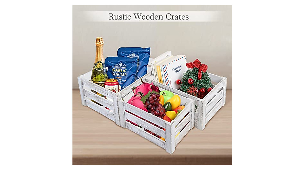Besmall White Nesting Wooden Crates - Rustic Home Decor & Storage