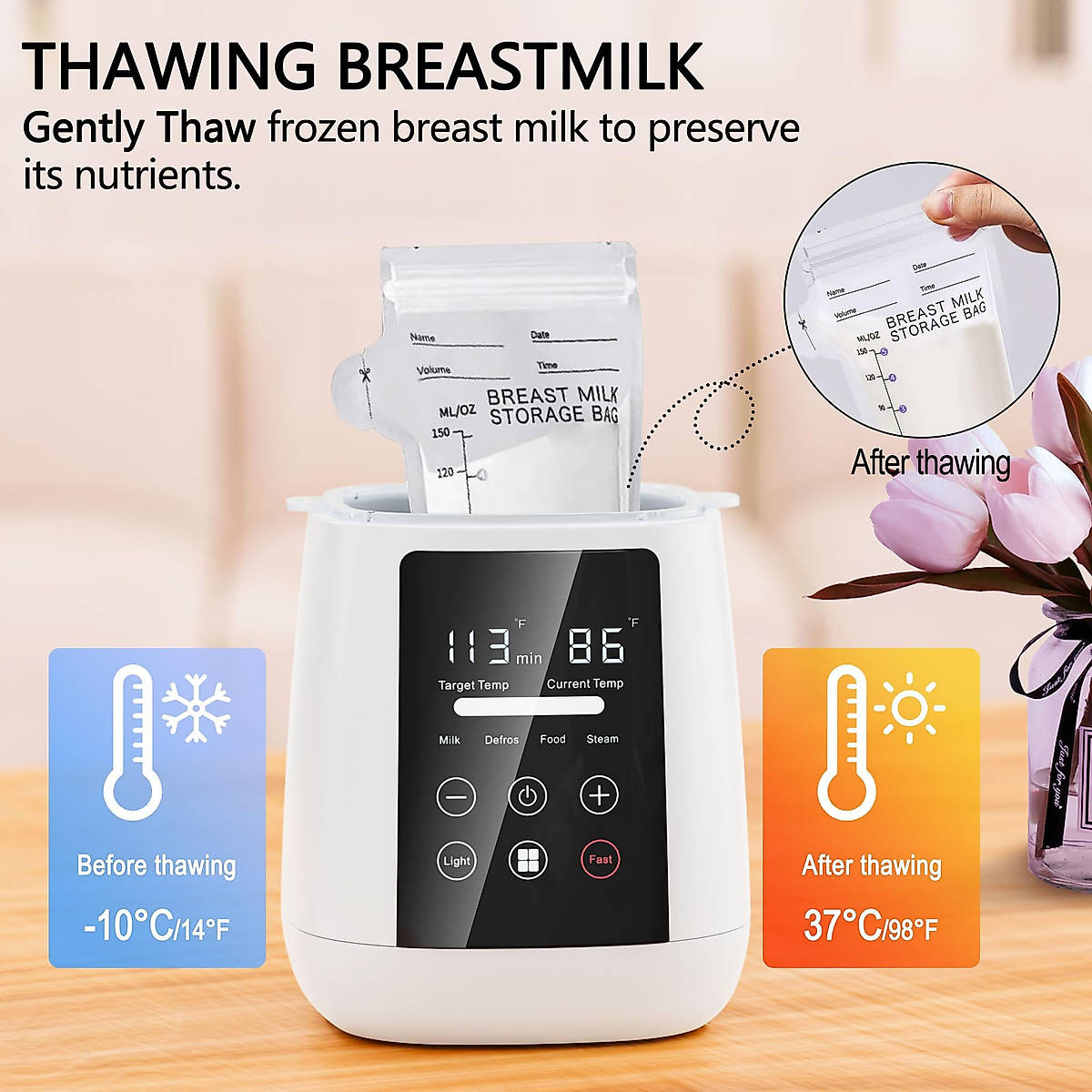 Baby Bottle Warmers, Goard Fast Bottle Warmers for Breastmilk, Formula with Smart Temperature Control, Thermostat Nutri Baby Milk Warmer with Thaw, Night Light for All Bottles