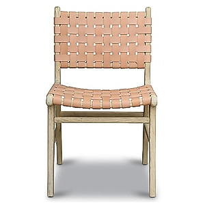 POLY & BARK Banda Teak & Leather Dining Chair, Russet Natural