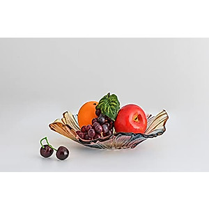 SZHQYG 11inch Diameter Crystal Glass Colorful Fruit Bowl, Multi-color Classic Tray,Tabletop for Dessert Plate Art Flower-shaped Design
