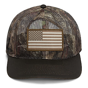 Paramount Outdoors All Mesh Breeze American Flag Cap, Crushable All Mesh, Trucker Hat Rope Cap (Country Wax Visor)