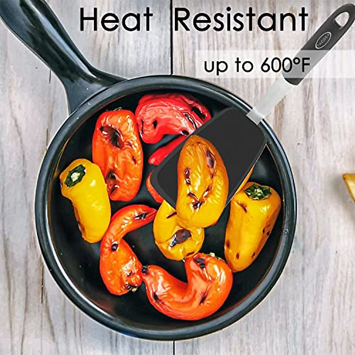 TACGEA Silicone Spatula Turner 2 Pack for Nonstick Cookware 600°F Heat Resistant, Kitchen Cooking Utensils for baking, flipping eggs, Burgers, Pancake