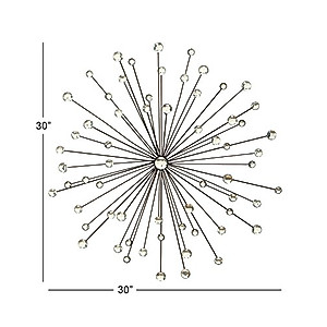 Deco 79 Metal Starburst Wall Decor with Crystal Embellishments, 30" x 3" x 30", Silver