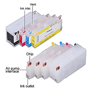 Walfront 4Pcs Ink Cartridge Printer Ink Cartridge for Officejet Pro 251dw 276dw 8100 8600 8610 8620 8630 8640 8650 Printers