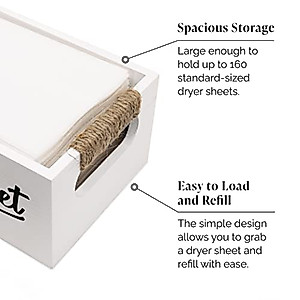 Uncle Bennie's Dryer Sheet Dispenser - Modern Farmhouse Dryer Sheet Holder for Laundry Room - Fabric Sheets Container Box - Laundry Organization & Storage, Off-White