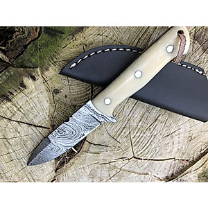 Perkin Damascus Steel Hunting Knife With Sheath Skinner Knife - SK700