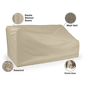Covermates Outdoor Left Arm Sectional Sofa Loveseat Cover - Water Resistant Polyester, Drawcord Hem, Mesh Vents, Seating and Chair Covers, 58W x 34D x 30H, Khaki