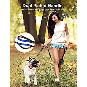 YOUTHINK Double Dog Leash, Dog Walking Leash 2 Dogs up to 180lbs, Comfortable Adjustable Dual Padded Handles, Bonus Pet Waste Bag (Double Dog Leash)