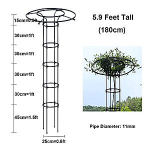 Garden Obelisk Trellis for Climbing Plants,3ft 4ft 5ft 5.9ft 6.9ft Tall Vertical Metal Umbrella Trellis Tower Frame Outdoor Flower Support Cage Climbing Stand Rack for Vines Rose (Size : 180cm/5.9ft