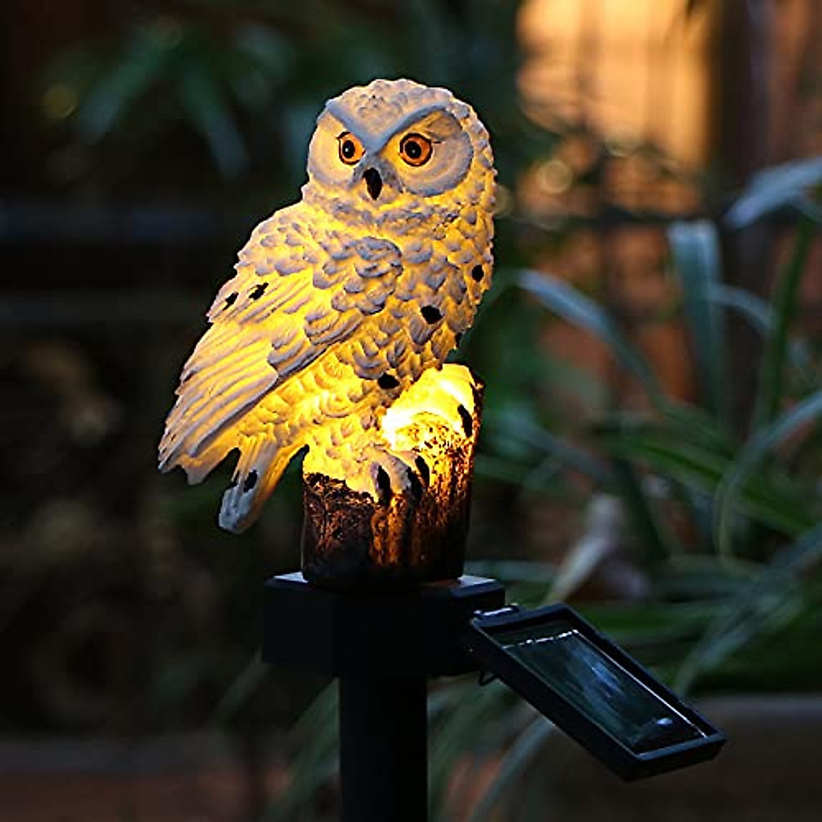 Garden Solar Lights Outdoor, Resin Solar Owl Garden Decor, Owl Shape Waterproof Solar Powered Garden Lights for Garden Lawn, Yard Art, Pathway, Patio Decors (White)