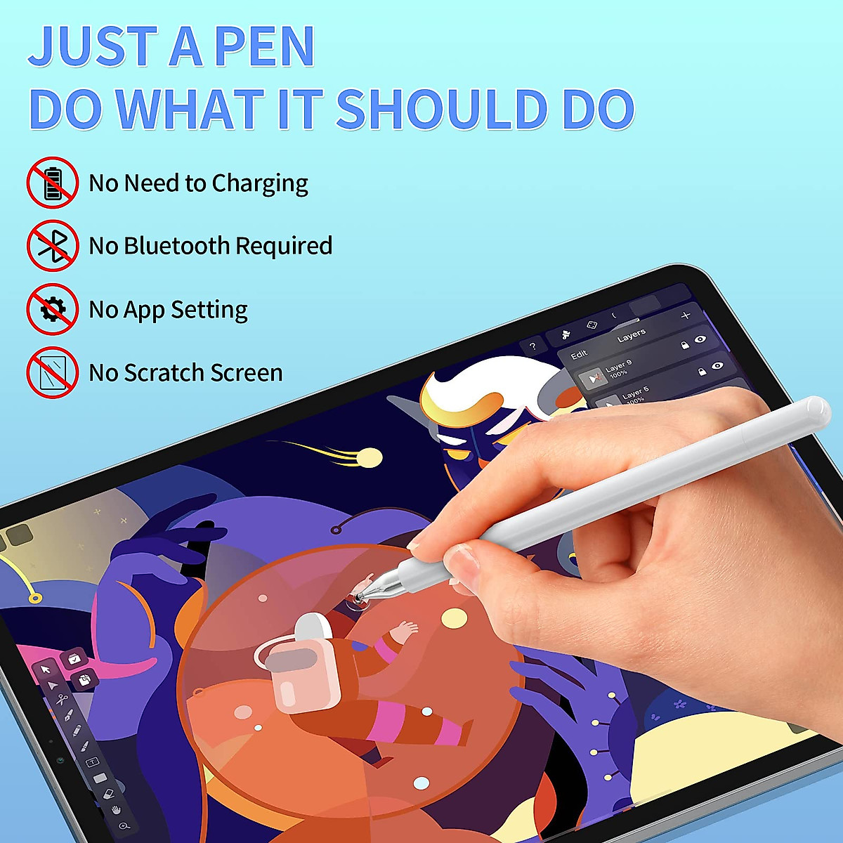 OJIOG Stylus Pens for Touch Screens (4 Pcs), Capacitive 2 in 1 High Sensitivity & Precision Stylus Pen, Compatible with iPad, Tablets, Laptops, Smartphones