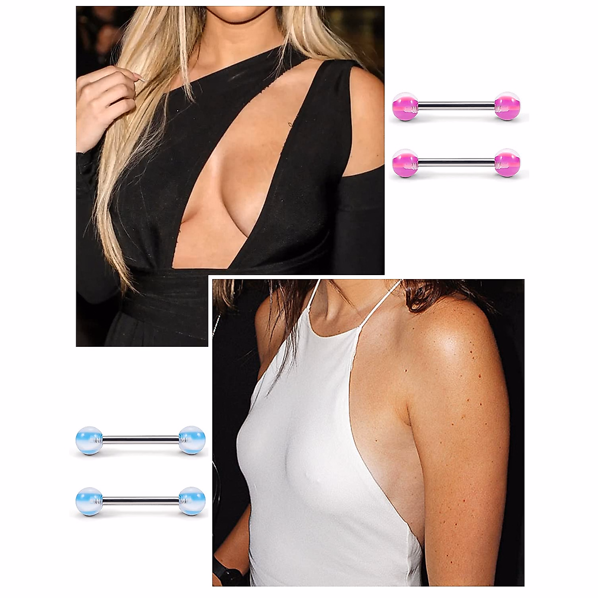 Heienngy 14g Tongue/ Nipple Rings 100pcs for Women Men Surgical Stainless Steel /Nipple Piercing Jewelry Plastic Metal 16MM Acrylic Straight Barbells Body Piercing Jewelry