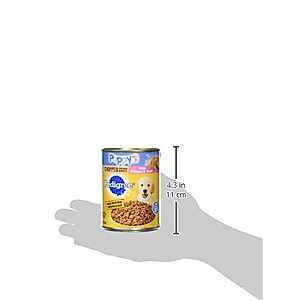 PEDIGREE CHOPPED GROUND DINNER Puppy Canned Soft Wet Dog Food With Chicken & Beef, 13.2 oz. Cans 12 Pack