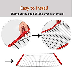 Oven Rack Shields - 2 Pack Heat Resistant Silicone Oven Rack Cover 14 inches Long Oven Rack Edge Protector, Protect Against Burns and Scars