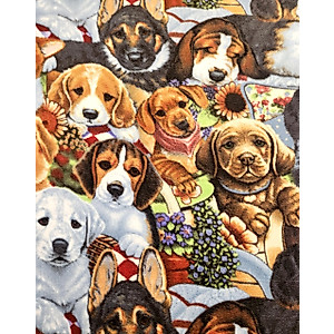Garden Puppies Anti-Pill Premium Fleece Fabric by The Yard
