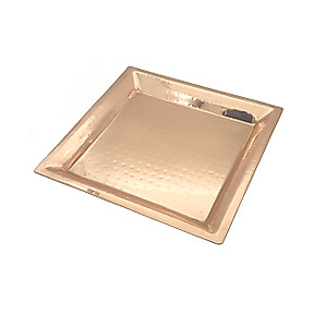 REPLICARTZUS Large Copper Plated Serving Trays Set of 2 12x12 9x9 Inch Platters - Appetizer Tray - Chrome Platters Pack of 2