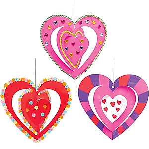 Baker Ross AT541 Heart Spiral Ornaments - Pack of 12, Creative Valentine's Day Art and Craft Supplies for Kids to Make and Decorate