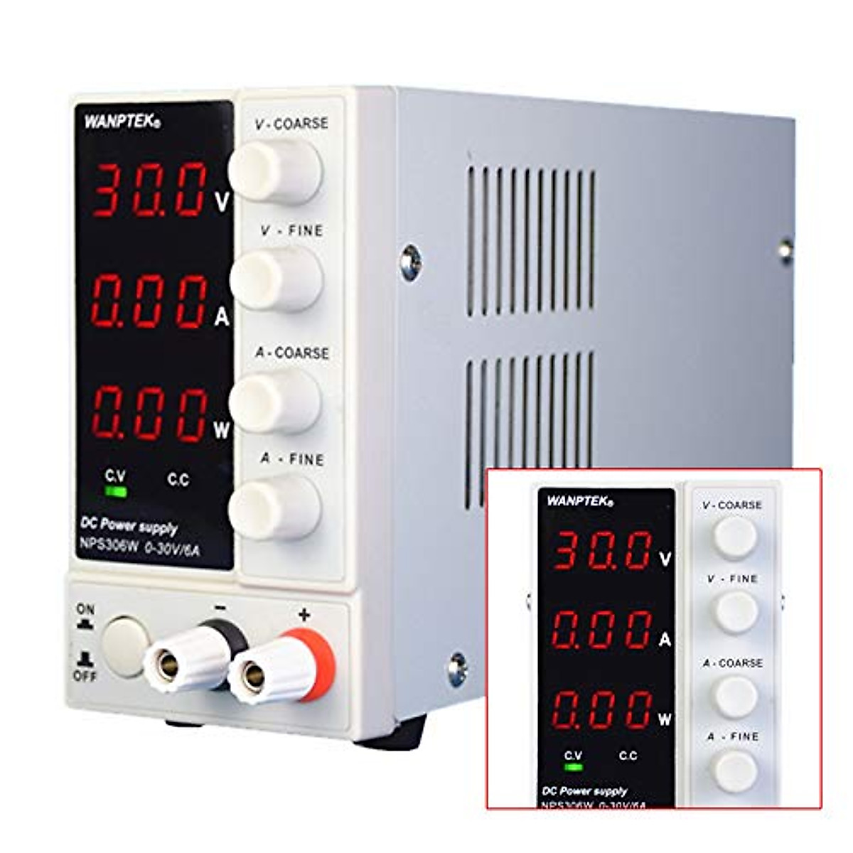 DC Power Supply Variable 0-30V 0-6A 180W Adjustable Switching Regulated Power Supply Digital Power Supply with High Precision 4-Digits Display