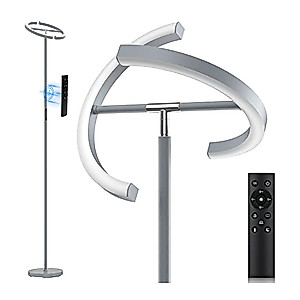 SIBRILLE Floor Lamps for Living Room, Modern Stepless Dimmable Standing Lamp with Remote Control, 20W 3000-6000K LED Rotatable Floor Light Uplighter Stand up Lamp Tall Lamp for Bedroom Office