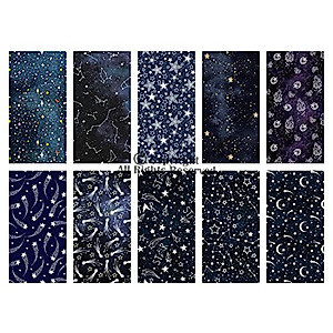 Craftido -25 Options- 100% Cotton Quilting Fabric Bundles 10pcs Fat Quarters 18”x21”-Medium Weight 5.2 oz- for Quilting, Sewing Project, Patchwork, DIY Crafts – Starry Sky