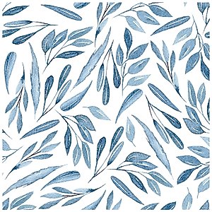 HAOKHOME Boho Peel and Stick Wallpaper Blue Branches Leaves Removable Vinyl Self Adhesive Contact Paper 17.7in x 9.8ft