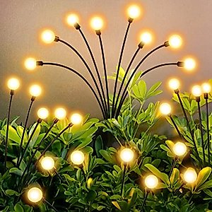 URAGO Super Bright Solar Powered Firefly Lights, High Flexibility Starburst Swaying Lights, Vibrant Solar Garden Lights Outdoor Waterproof, 8 LED Landscape Lighting Decorative for Pathway Patio Yard
