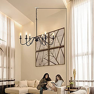 HOXIYA PRE-ASSEMBLED Plug in Chandelier, 34.6" Black Chandelier with Long Cord Farmhouse Chandelier Modern Hanging Light, Outdoor Lights for Gazebo Chandelier Rustic Industrial for Living Room Bedroom