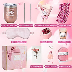 Birthday Gifts for Women,Unique Gifts Basket Ideas Happy Birthday Gifts for Her Relaxing Spa Gift Set Thinking of You Get Well Soon Gifts Box Thank You Gifts for Mom Wife Sister Friend Coworker,Pink