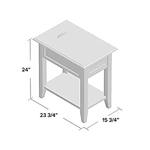 Simple Style 24" Tall Side Accent Livingroom End Table | Unique Pull Out Drawer with Built in Spacious Lower Shelf for Storage | Pretty 2 Toned Finish Solid Wood Manufactured Antique Black Color