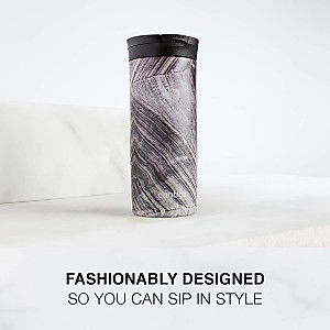 Contigo Huron 16oz Vacuum-Insulated Stainless Steel Travel Mug, Leak-Proof Lid, Keeps Drinks Hot or Cold for Hours, White Marble Finish, Fits Most Cup Holders & Brewers