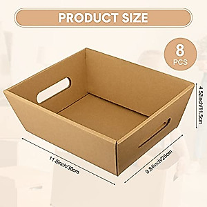 8 Pcs 12 x 10 Inch Large Gift Basket Empty to Fill Big Kraft Basket with Handles Cardboard Baskets for Gifts Bulk For Wedding Birthday Party Christmas Valentines Thanksgiving Holiday (Primary Color)