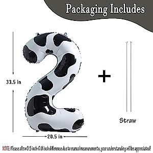 Cow Print Balloon Birthday Decorations Supplies,Moo Moo Im Two Birthday Decorations | 40 inch Number 2 Balloon | Cowgirl Theme 40 inch Number Balloons for 2nd Birthday Party | Farm Barn Decor for kids