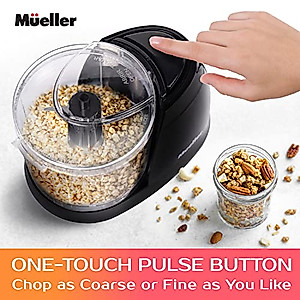 Mueller Mini Food Processor, Electric Food Chopper, 1.5-cup Meat Grinder, Mix, Chop, Mince and Blend Vegetables, Fruits, Nuts, Meats, Stainless Steel Blade, Black