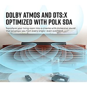 Polk MagniFi Max AX 5.1.2 Channel Sound Bar with 10" Wireless Subwoofer (2022 Model), Dolby Atmos and DTS:X Certified, Polk's Patented VoiceAdjust & SDA Technologies, Easy Setup,Black