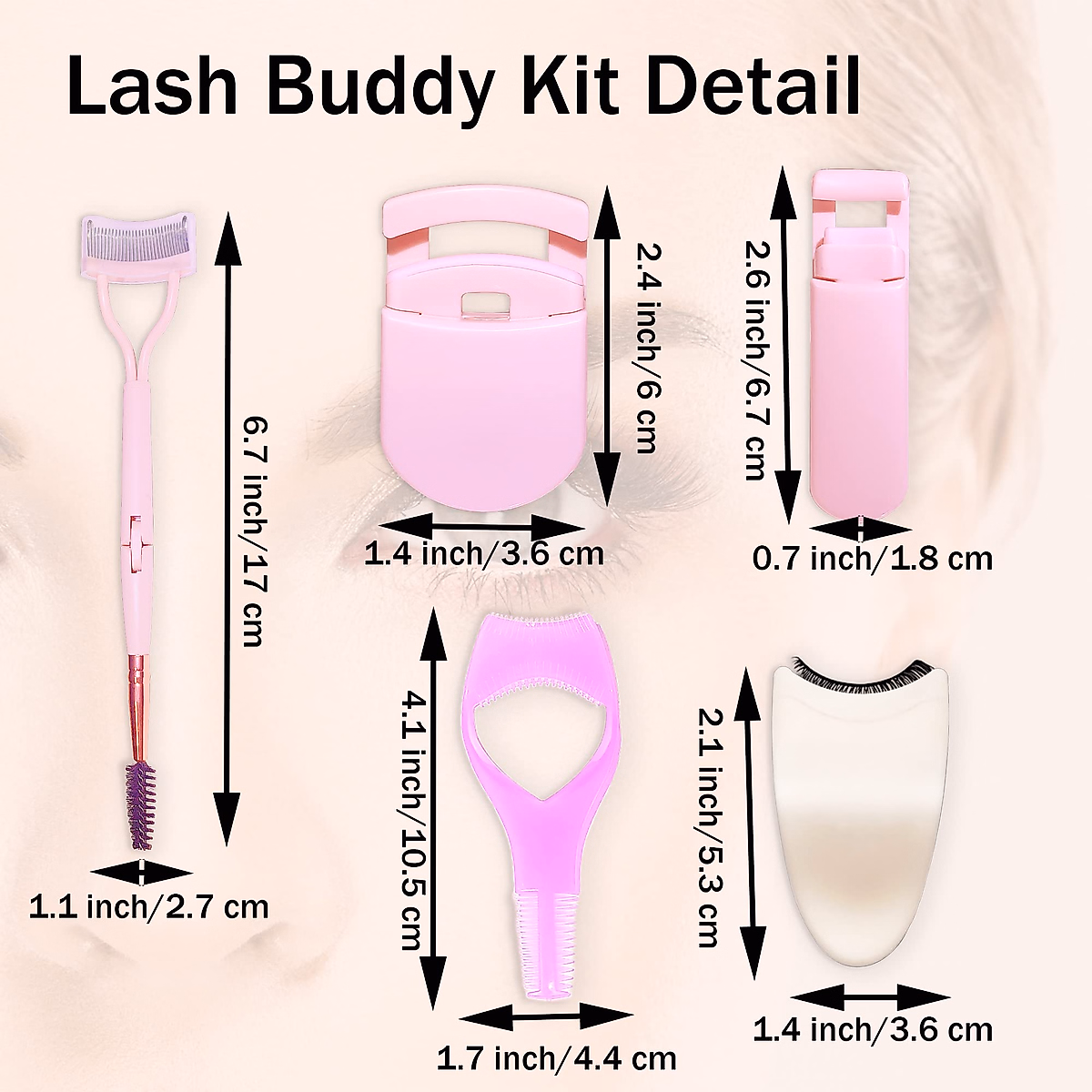 5 in 1 Eyelash Tool Kit Lash Separator Eyelash Application Tool Set Eyelash Curlers Mascara Guard with Comb Tweezers Makeup Tools Kit for False Lashes