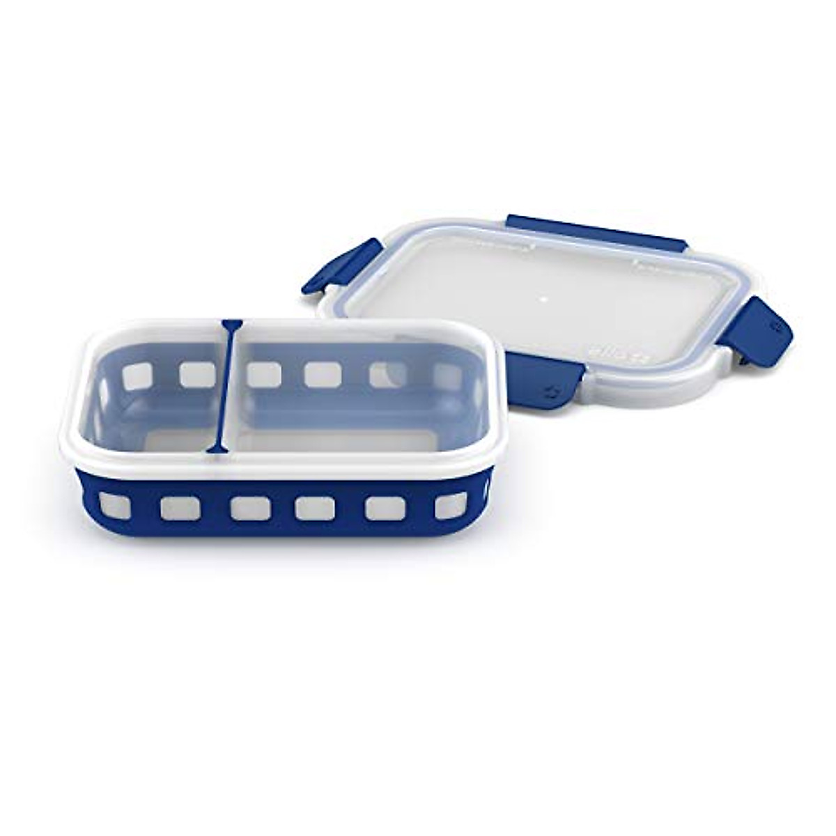 Ello Sammie Plastic Divided Kids Food Storage Container, 4 Cup, Touchdown Blue