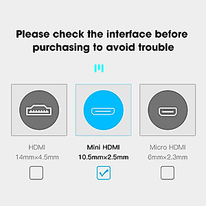 Mini HDMI to HDMI 8K Cable[Gold-plated shell,Braided] High Speed 4K@120Hz 4K@60Hz HDMI 2.1 Cord,Compatible with Nikon,Canon EOS,Camera,Camcorder,Tablet,Graphics Video Cards,Pico Projector(12 Feet)