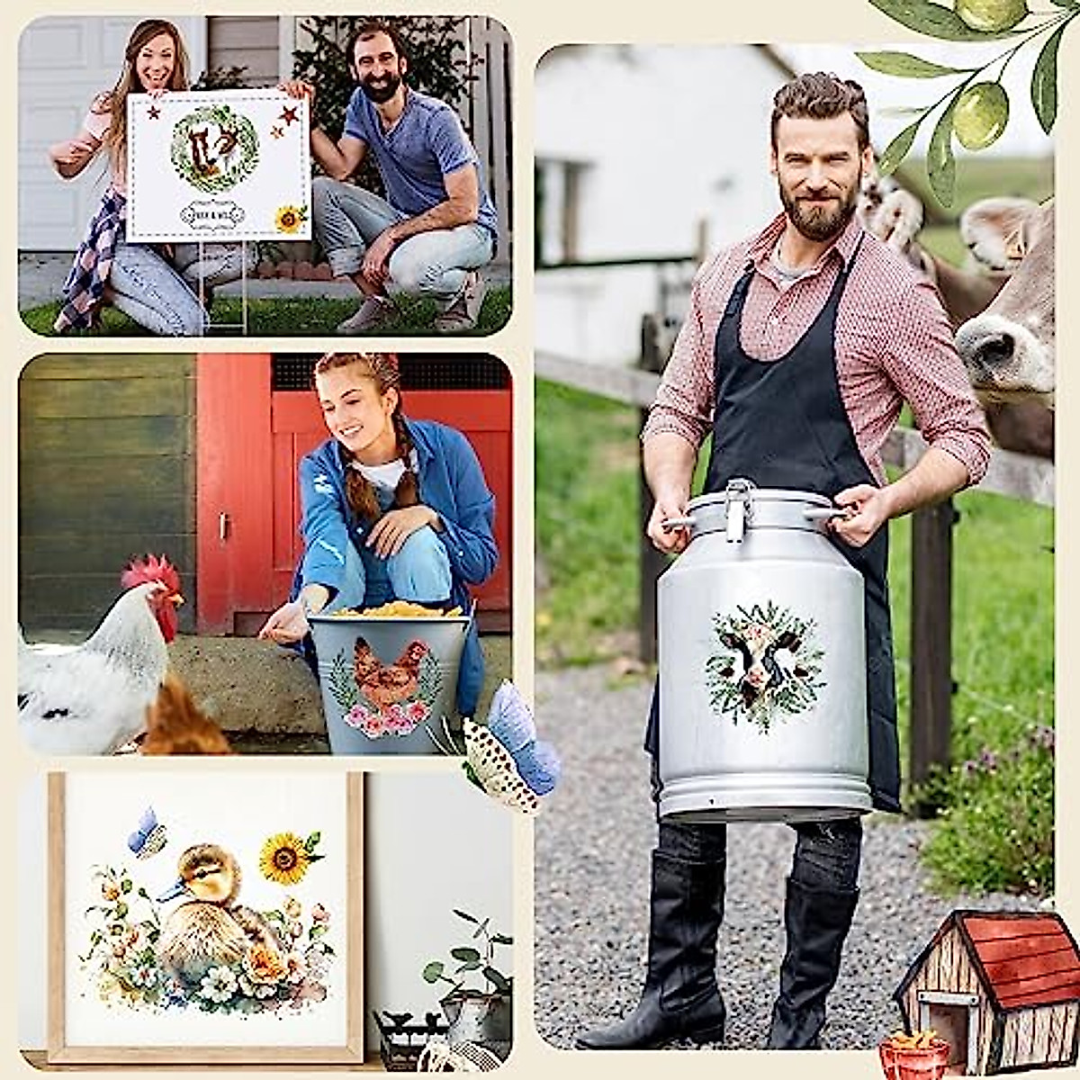 Cysincos Rub on Transfer for Crafts and Furniture,Iron on Transfers Stickers for Wood DIY Craft Supplies (Farmhouse, 9)