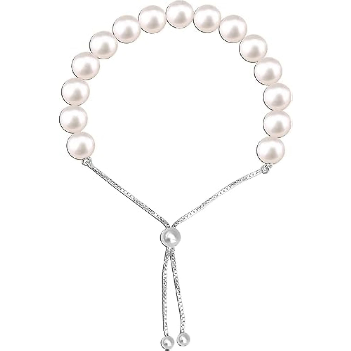 LeCalla Valentines Day Gifts 925 Sterling Silver Jewelry Sliding Pearl Bolo Bracelet for Women Teen