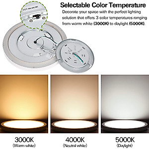 13 Inch LED Flush Mount Ceiling Light with Night Light, 24W, 2400lm, 3000K/4000K/5000K Selectable, Round Flat Panel Light, Dimmable Fixture for Dining Room, Bedroom, Kitchen, Hallway