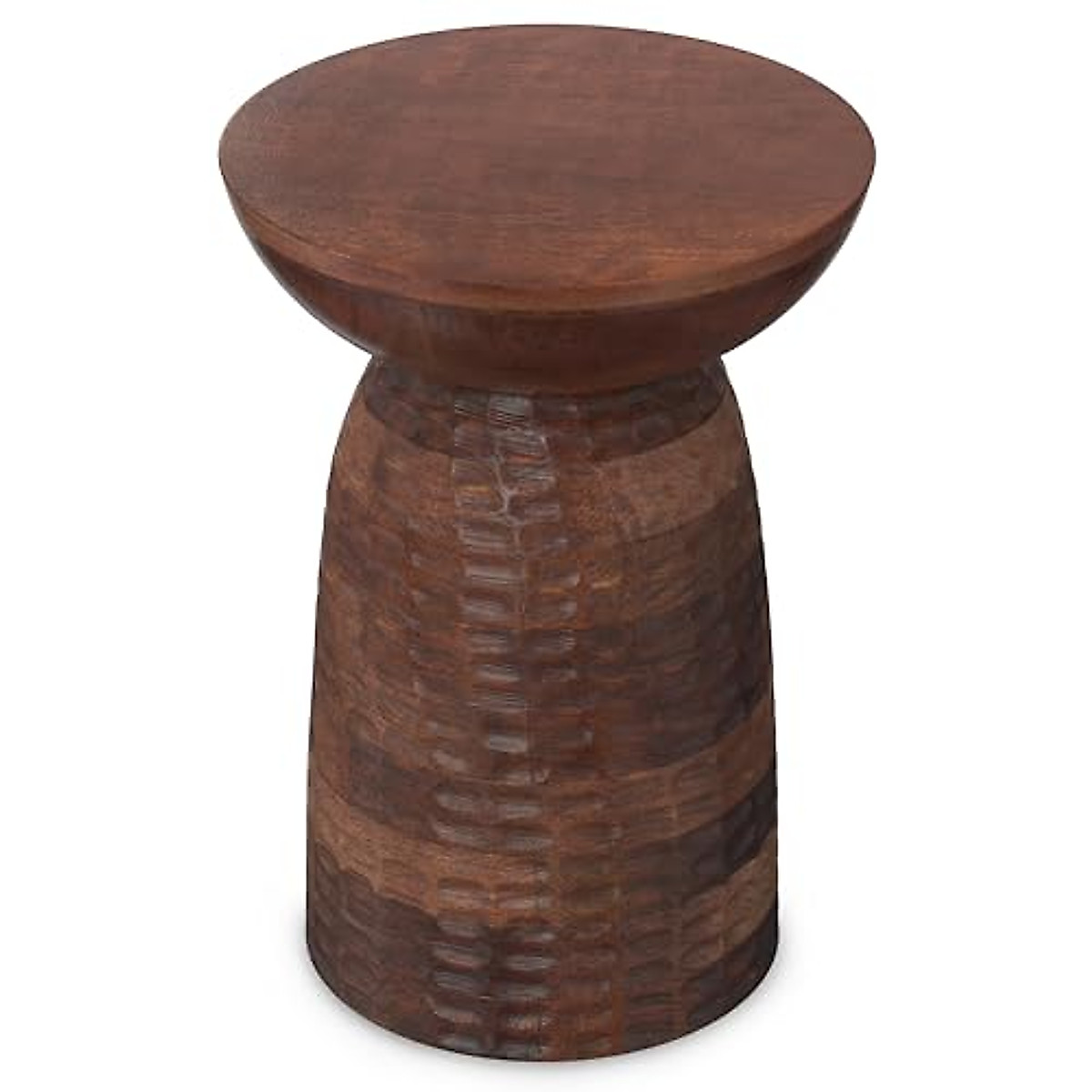 SIMPLIHOME Boyd SOLID MANGO WOOD 13 inch Wide Round Contemporary Wooden Accent Table in Warm Dark Brown, Fully Assembled, for the Living Room and Bedroom