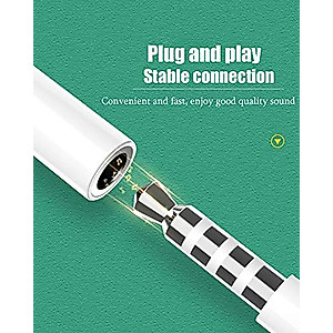 [2 Pack] iPhone Adapter，Apple MFi Certified iPhone to 3.5mm Aux Audio Accessories Headset Splitter Adaptor Compatible for Music Compatible with iPhone 14/13 Pro Max X/XS/Max/7 8 Support All iOS System