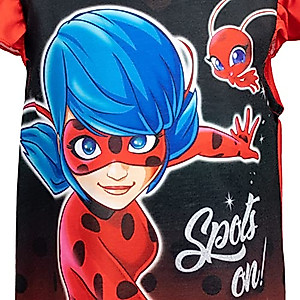 Miraculous Ladybug Big Girls Nightgown Pajamas Black/Red 10-12