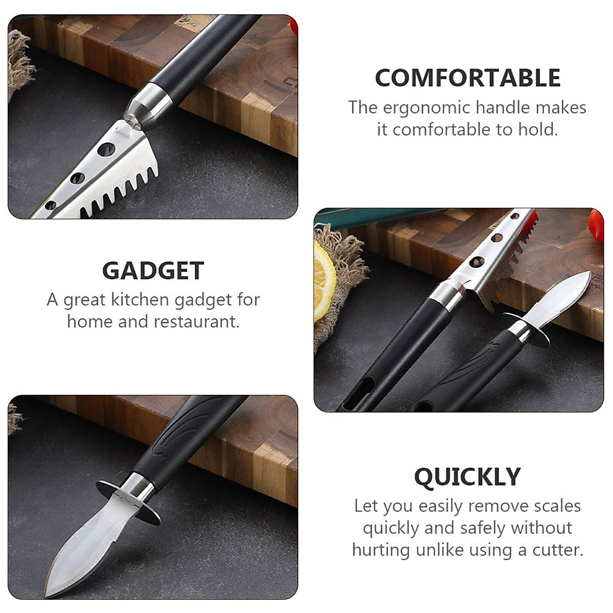 DOITOOL Fish Scaler Brush Oyster Shucker Set Oyster Shucking Seafood Skin Cleaning Brush Scraper Kitchen Shucking Tools