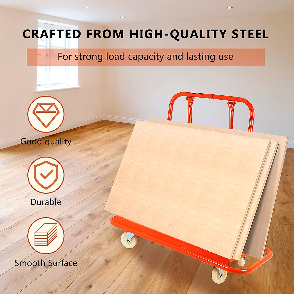 Carivia Drywall Cart Panel Dolly, 3000lbs Drywall Sheet Cart, Panel Dolly Cart with 4" Swivel Wheels,Plasterboard Trolley,Handling Wall Panel, Sheetrock, Sheet Panel for Home Garage Warehouse