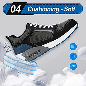 LAoutun Steel Toe Shoes for Men Women Slip Resistant Safety Shoes Lightweight Indestructible Shoes Puncture Resistant Steel Toe Work Shoes Black Blue Size 9.5