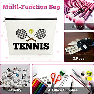Mxrymvu Tennis Makeup Bag Inspirational Gift for Tennis Lovers Birthday Gift for Women Partners Player Funny Sports Themed Cosmetic Bag for Coach Team Friends