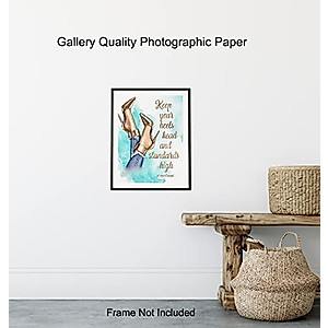 Motivational Quote Wall Art - Glam Wall Decor - Inspirational Gift for Women, Designer Shoes Fan, Couture Fashionista - Luxury Home decoration for Bathroom, Living room, Girl Teens Bedroom